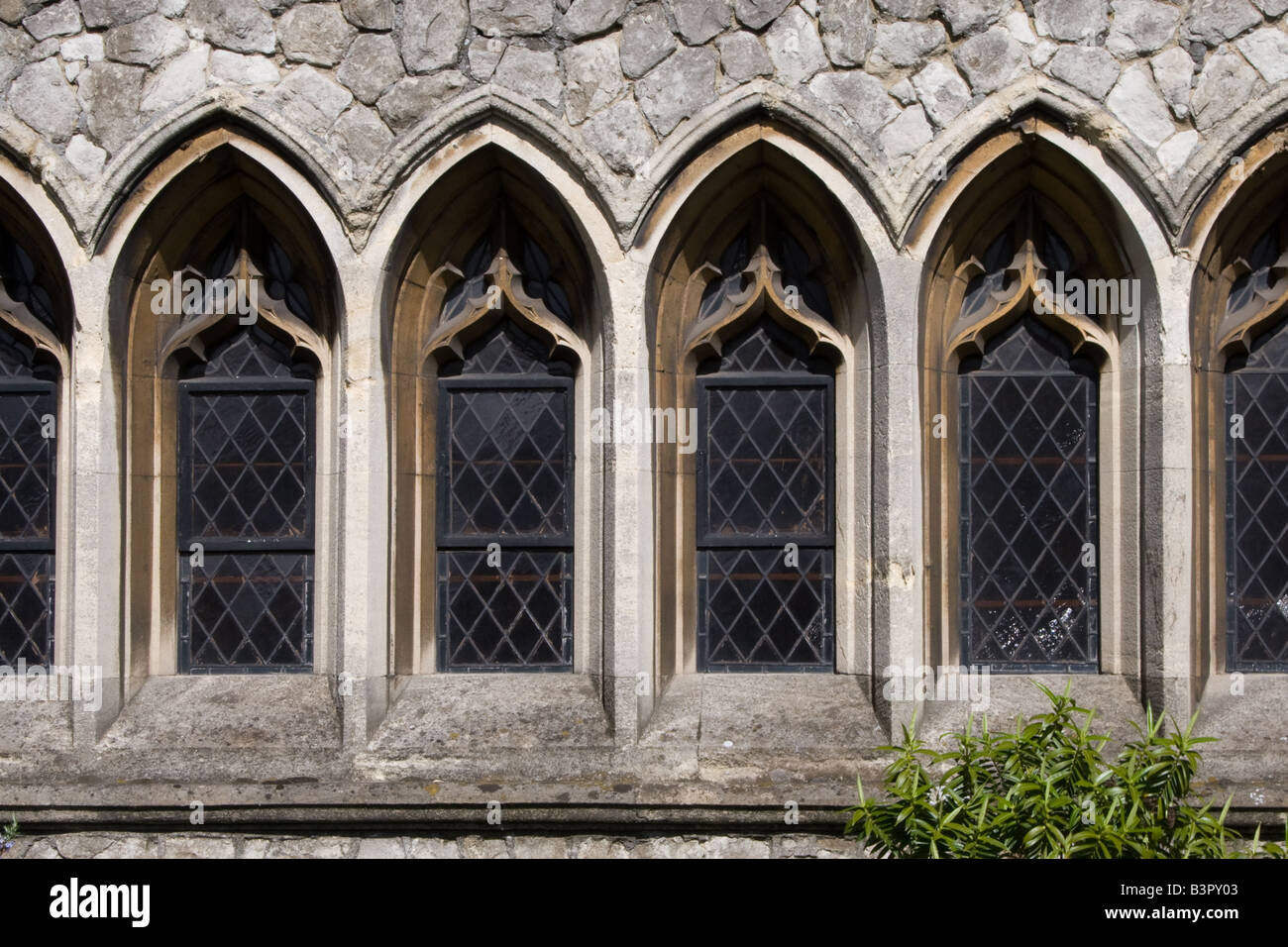 Gothic windows in Church building Stock Photo - Alamy