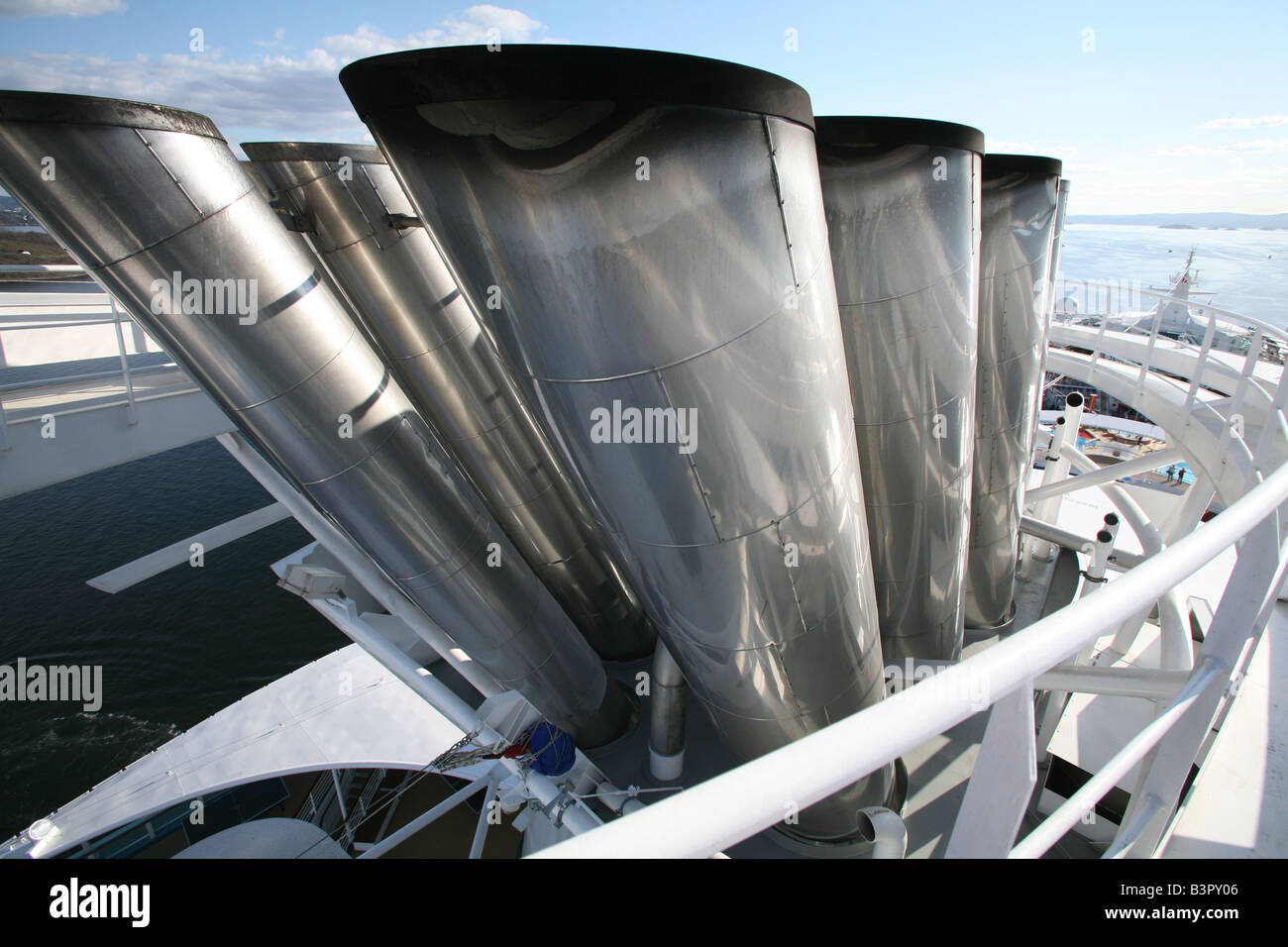 Funnel of a cruiseship, Chimney six 6 made from stainless steel Stock ...