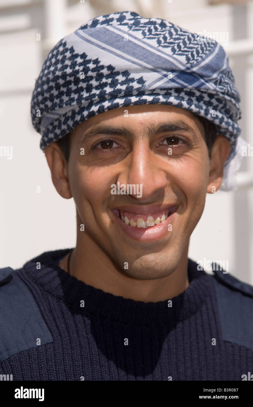 Sailor on the Omani sailing ship the Shabab Oman at the Tall Ships race ...