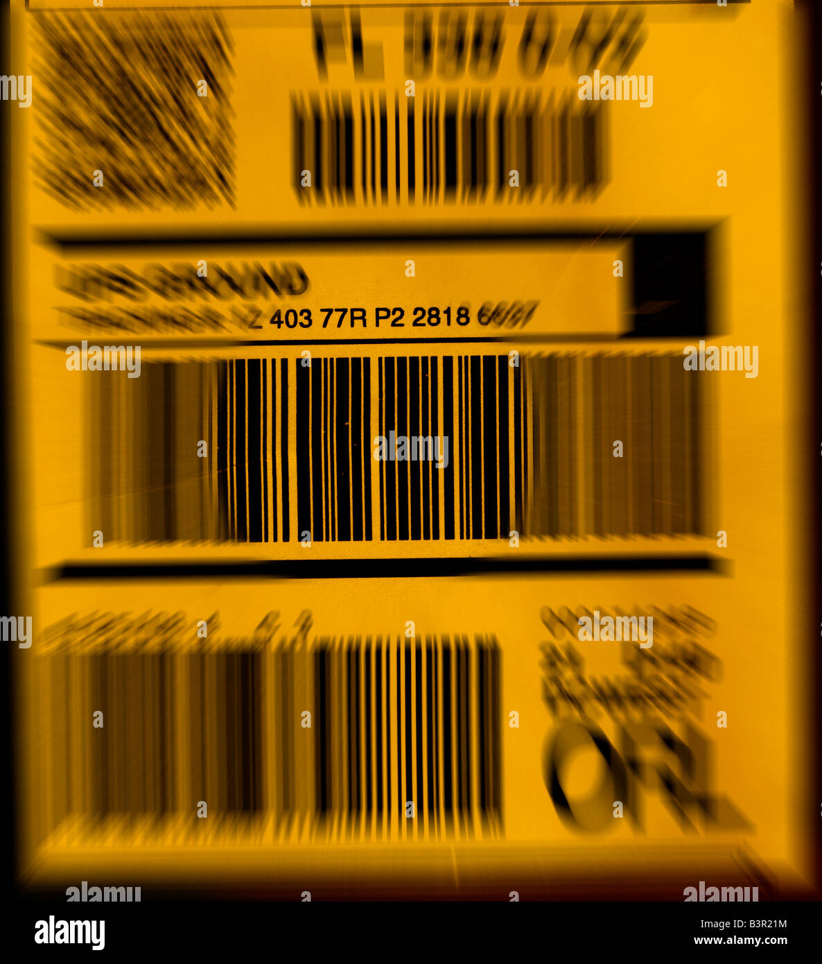 zoomed image of package address shipping label Stock Photo - Alamy
