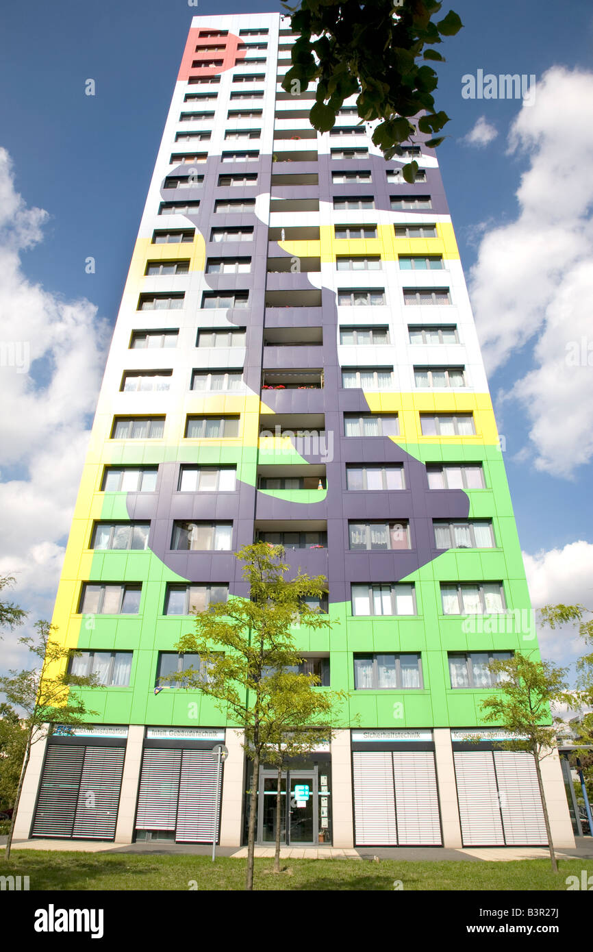 A Colorful tower block in the Freidrichstein area of Berlin Germany ...