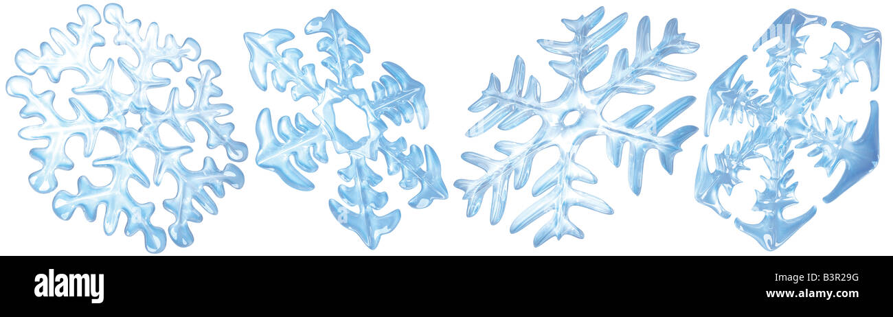 Four snowflakes on a white background Stock Photo - Alamy