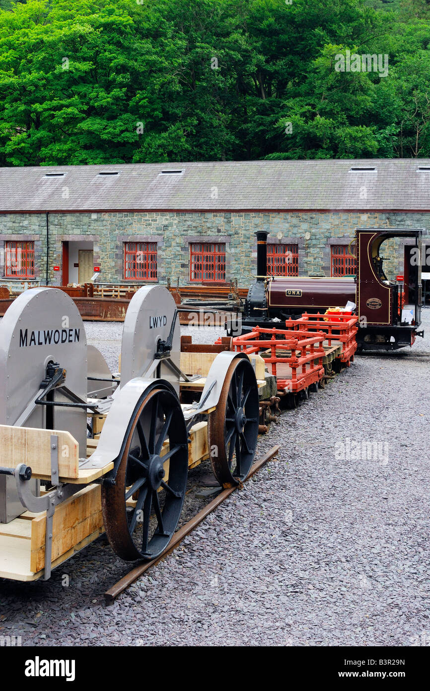 Train rolling stock in the grounds of The Welsh National Slate Museum ...