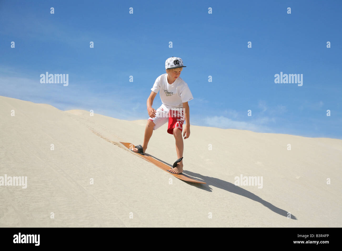 Sand boarding Sleaford Bay South Australia Stock Photo - Alamy
