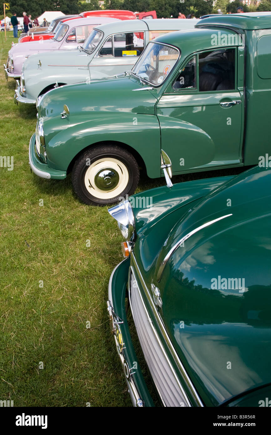 Line up of old Morris Minor cars at a classic car rally Stock Photo - Alamy