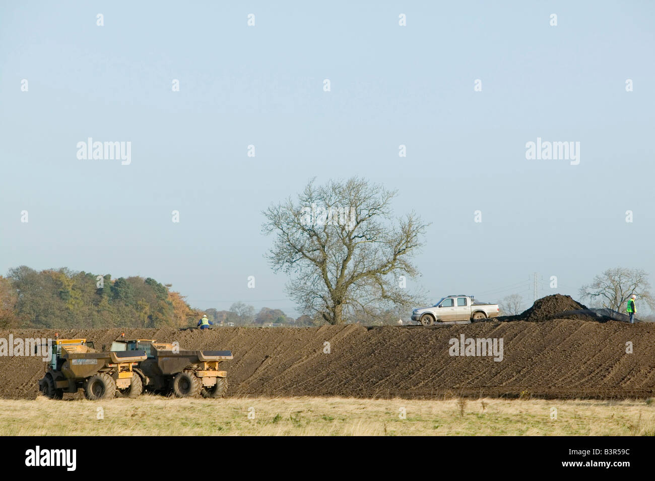 Building flood defences after the floods in Carlisle Cumbria UK Stock ...