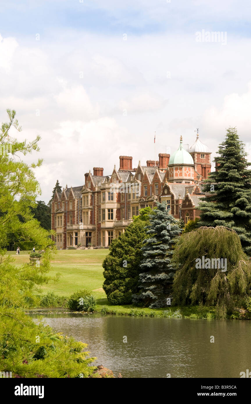 The west elevation of Sandringham seen across the lake of the dell ...