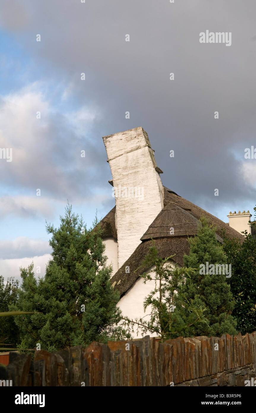 Crooked Chimney, old cottage. Chillington Devon England Stock Photo - Alamy