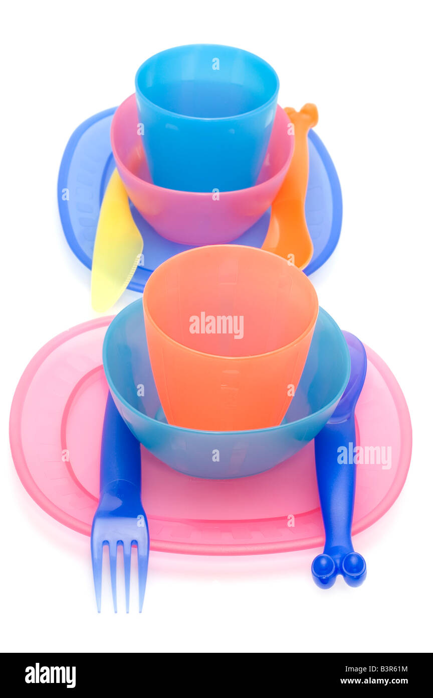 object on white kitchen utensil Set of plastic ware Stock Photo - Alamy