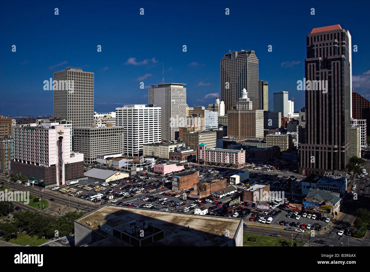 View up Poydras towards the Mississippi River in the Central Business ...
