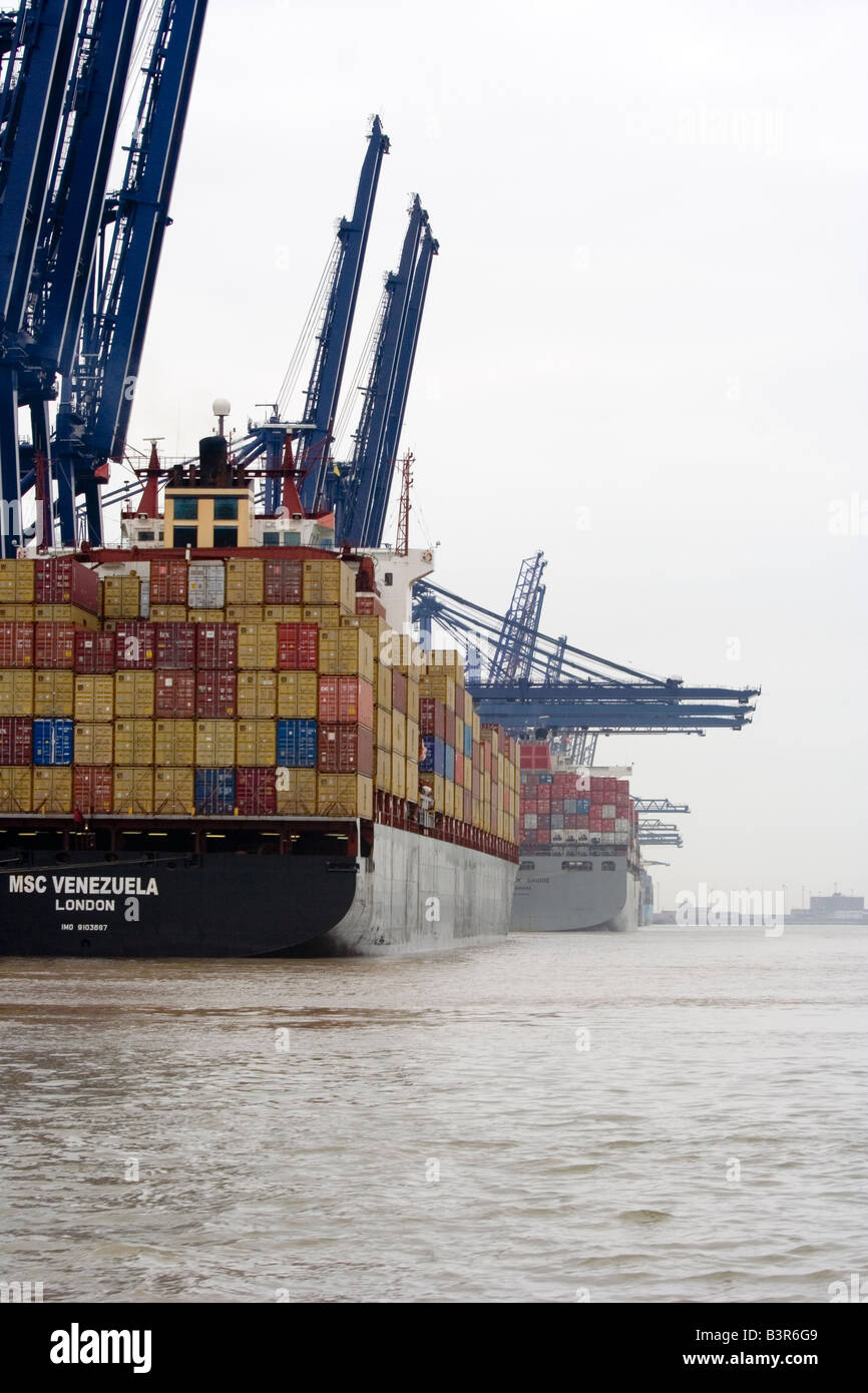 Container ships being loaded at felixstowe dock Stock Photo - Alamy