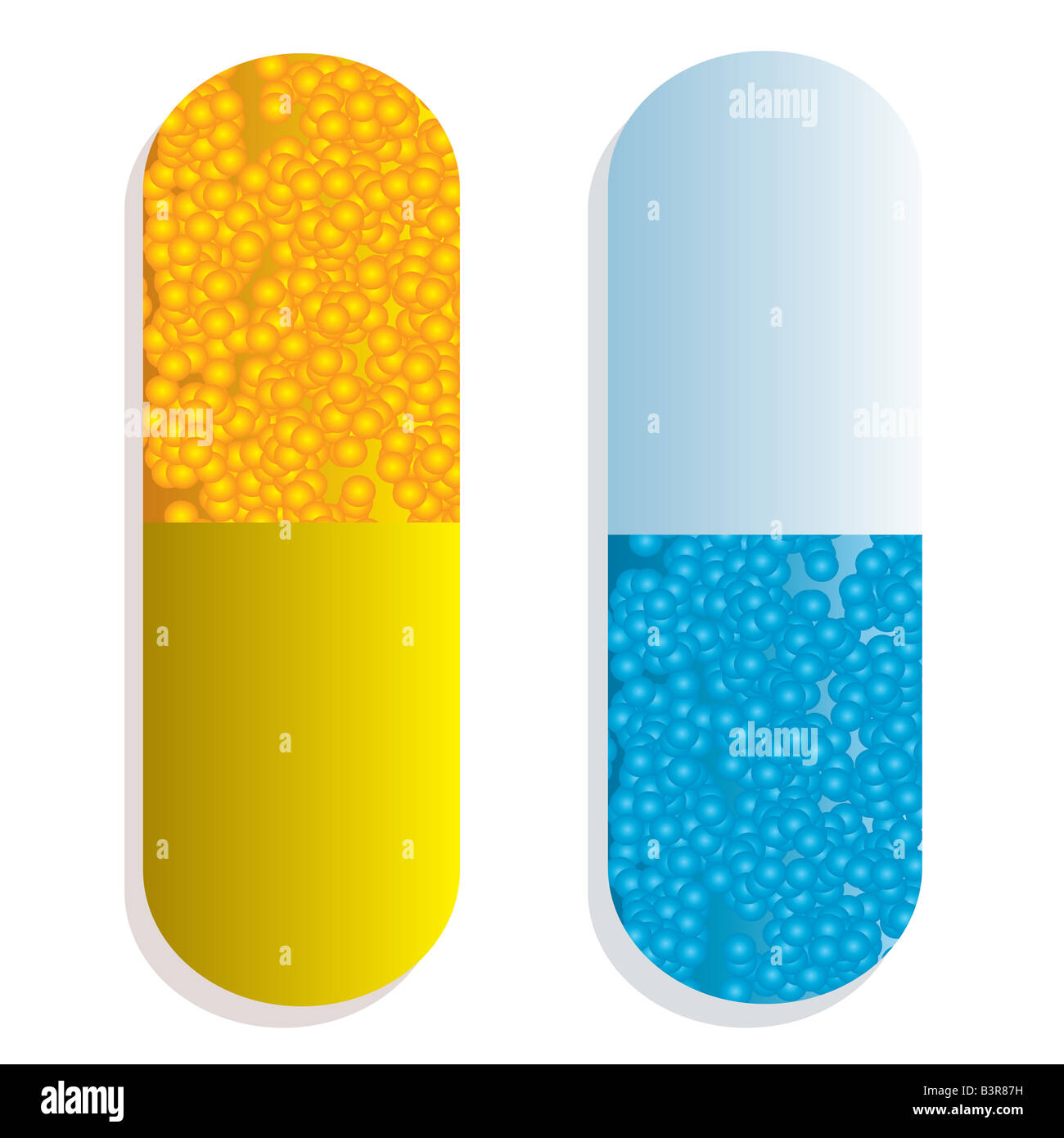 Close up of two pills with drops shadows Stock Photo - Alamy