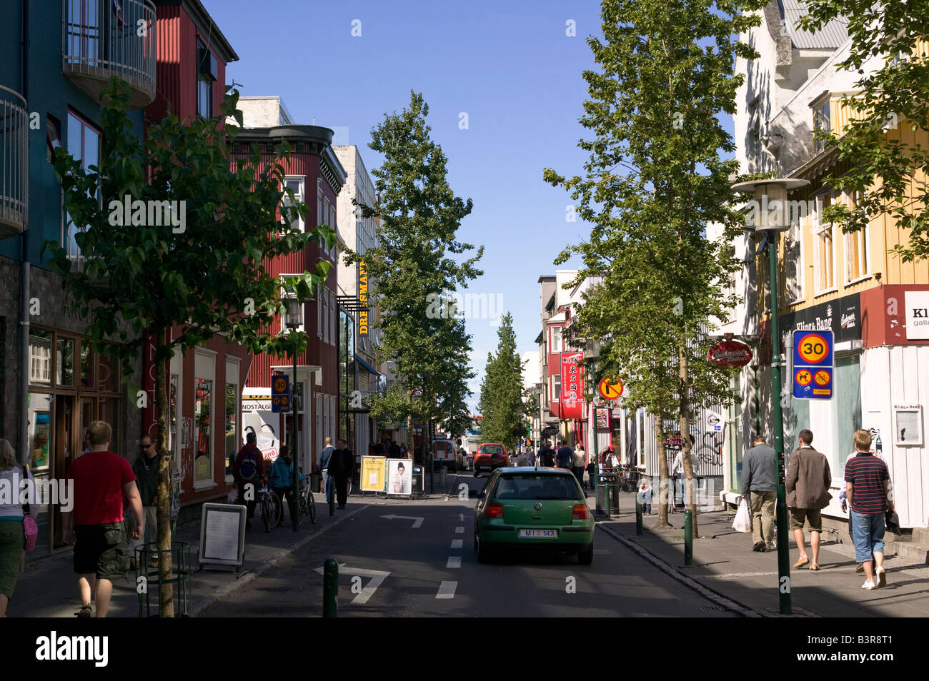 Laugavegur, the main shopping street in Reykjavik, Iceland Stock Photo ...