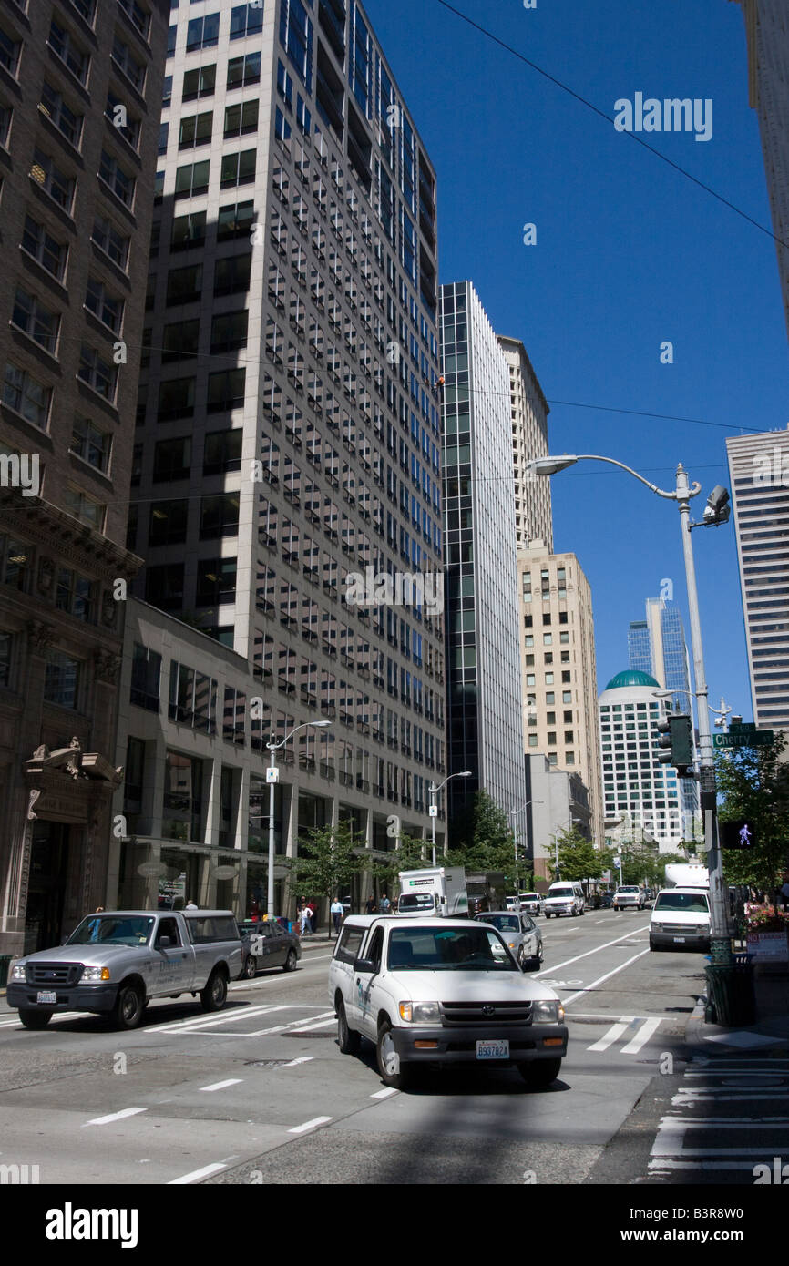 Seattle street near Pioneer Square Historic district downtown Seattle ...