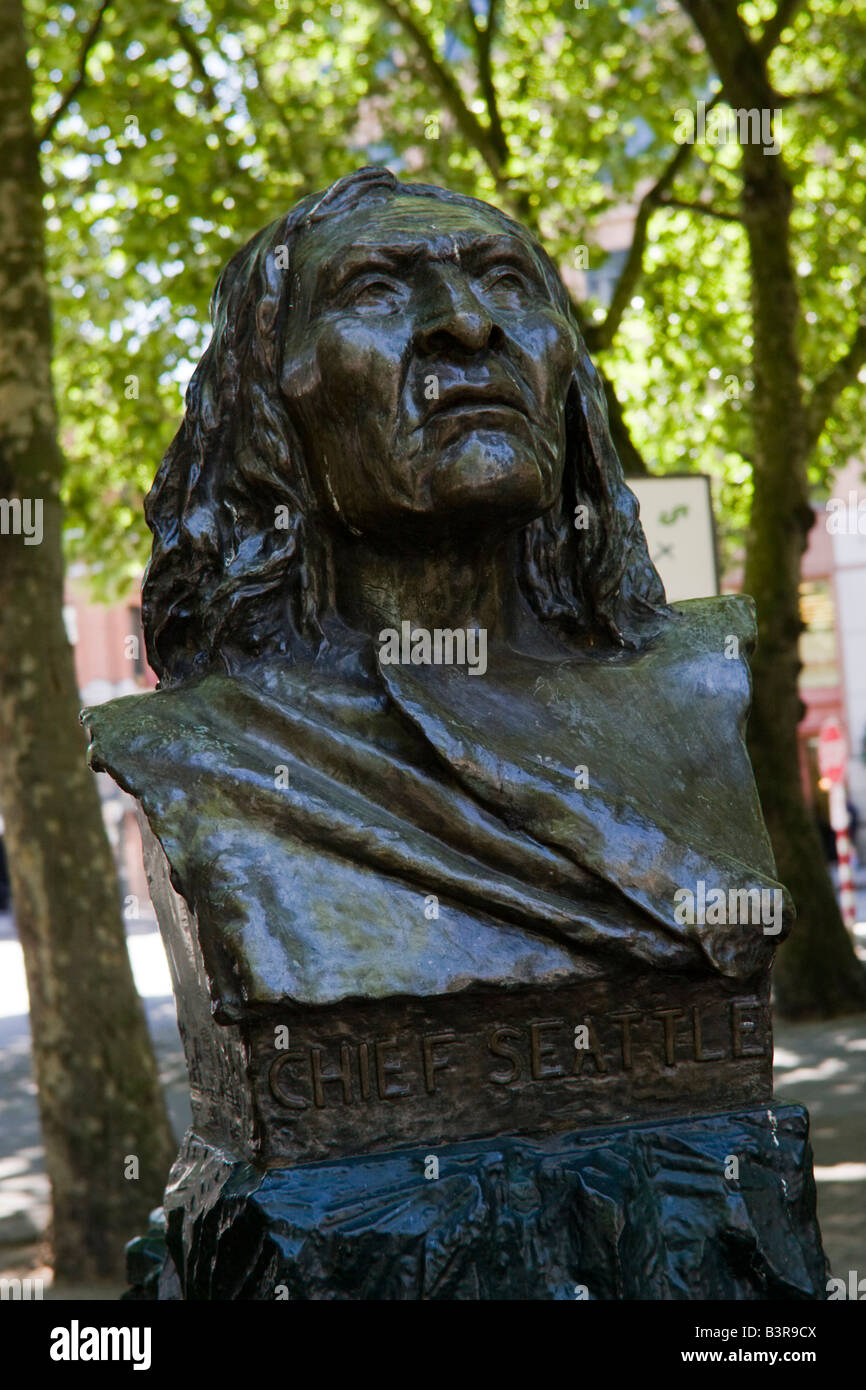 Bronze Bust of Chief Seattle Pioneer Square Seattle Washington State WA ...