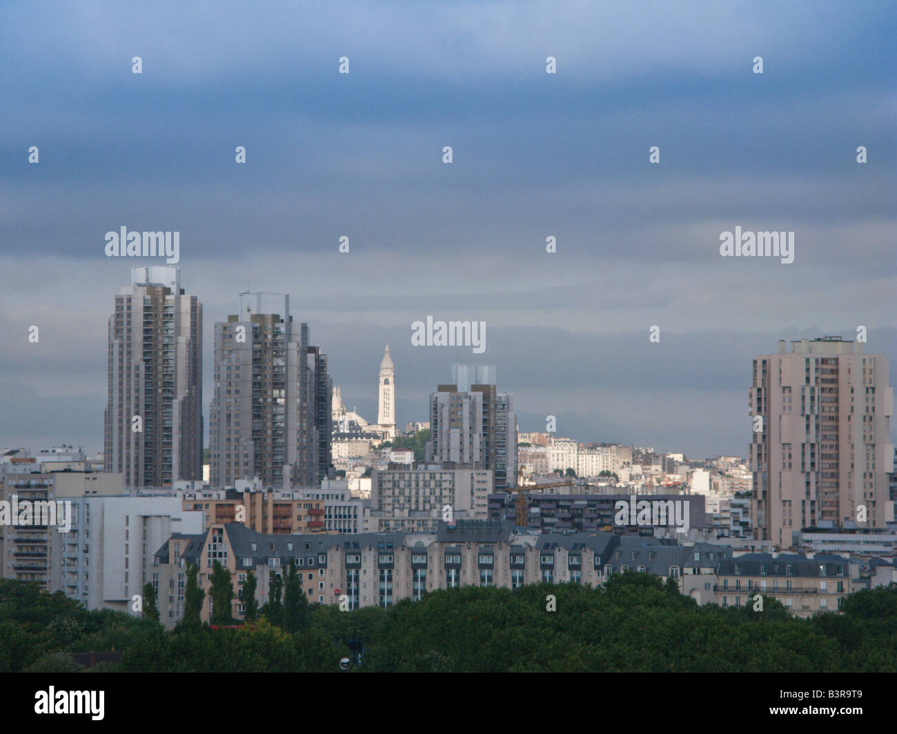 Paris skyline with Sacre Coeur in the distance Stock Photo - Alamy