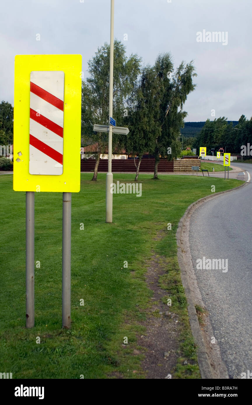 Level crossing warning signs at Aviemore in the Scottish Highlands ...