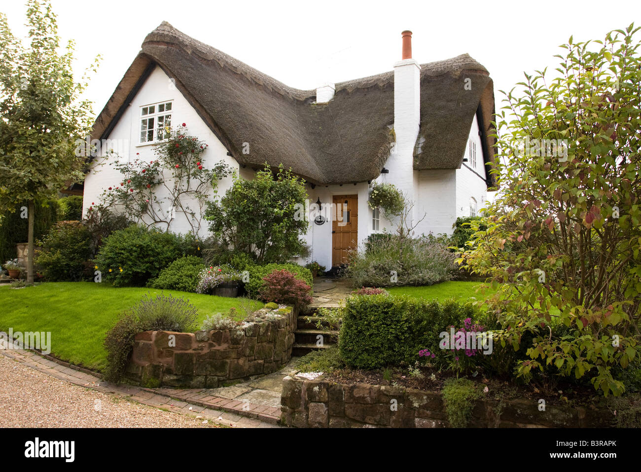 traditional English cottage with thatched roof Stock Photo - Alamy
