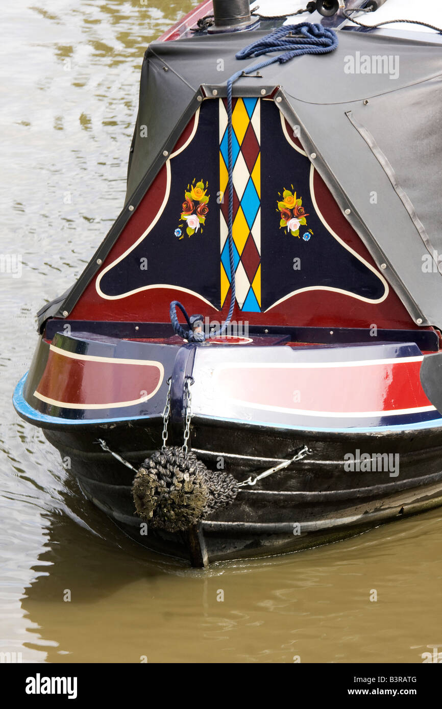 bow of narrow boat on the canal Stock Photo - Alamy