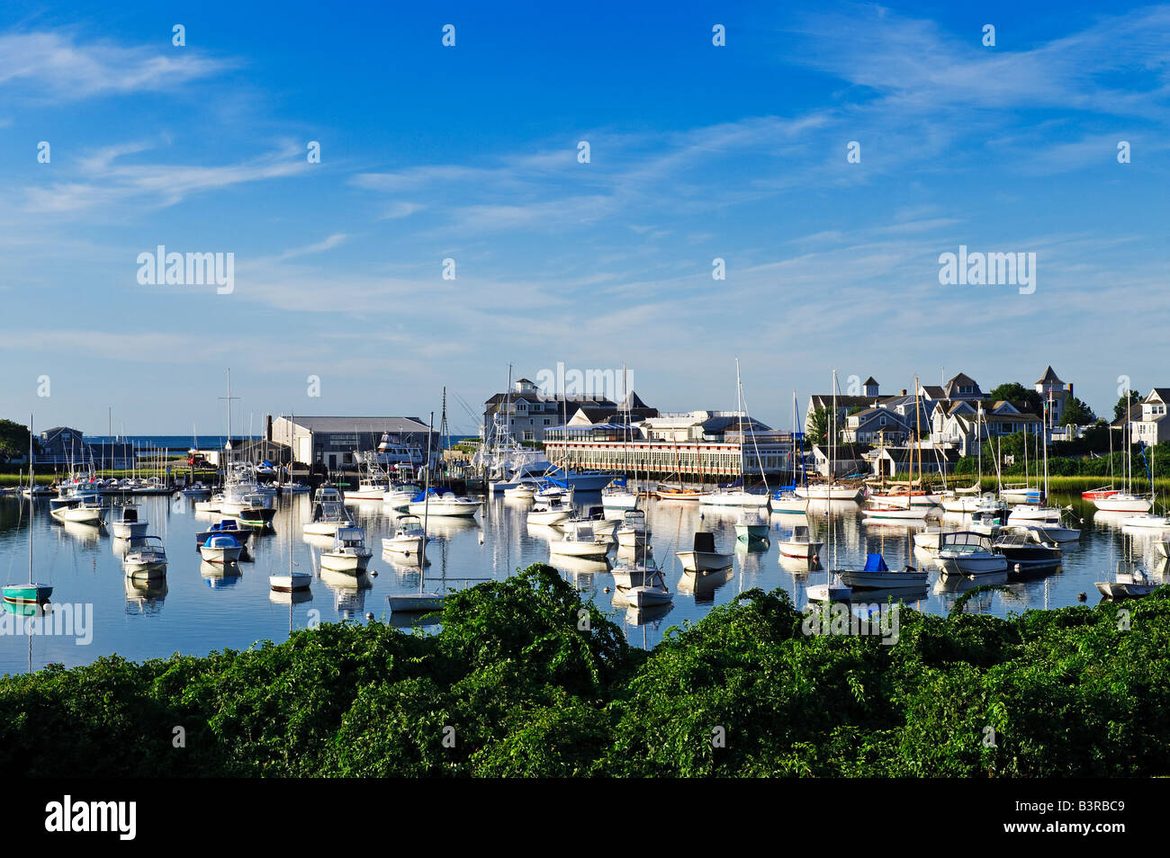 Boats moored in harbor Wychmere Harbor Harwich Cape Cod MA USA Stock ...