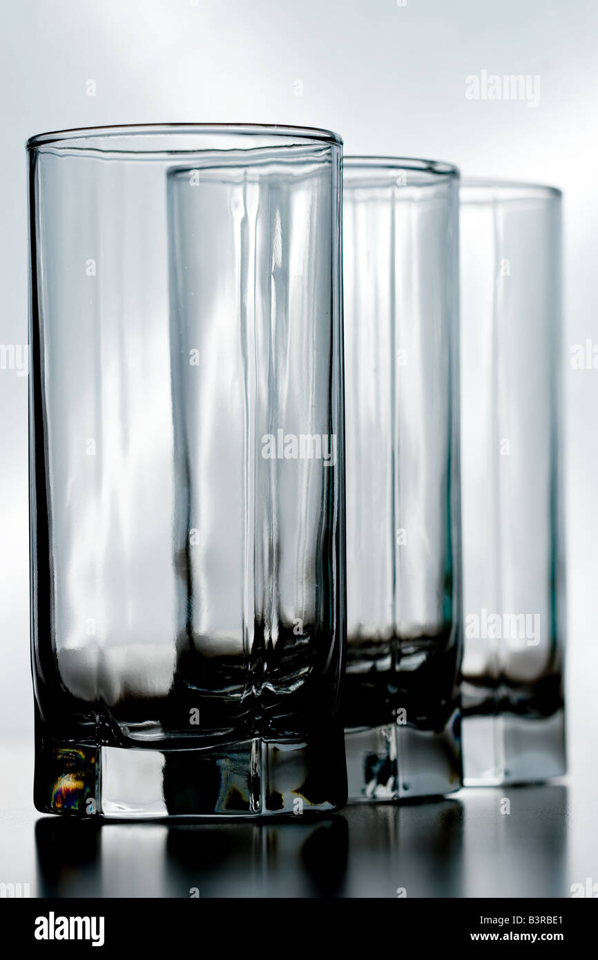 three empty water glasses Stock Photo - Alamy