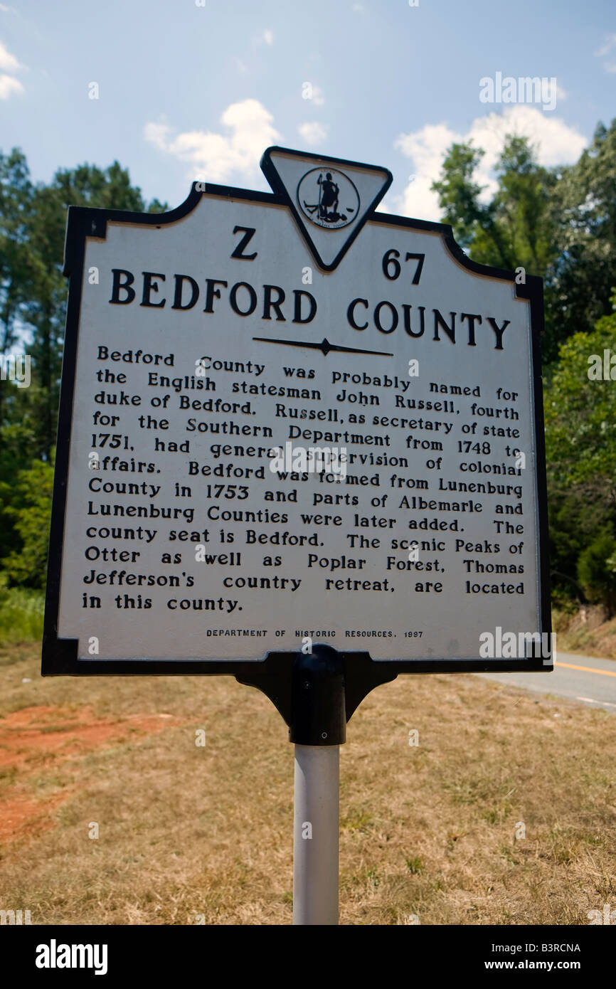 Virginia Historical Marker - VA-Z67 Bedford County Bedford County was ...
