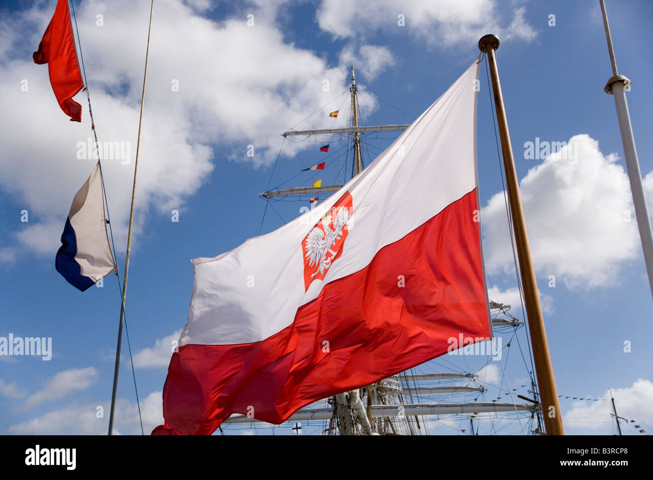 Polish flag ship mast hi-res stock photography and images - Alamy