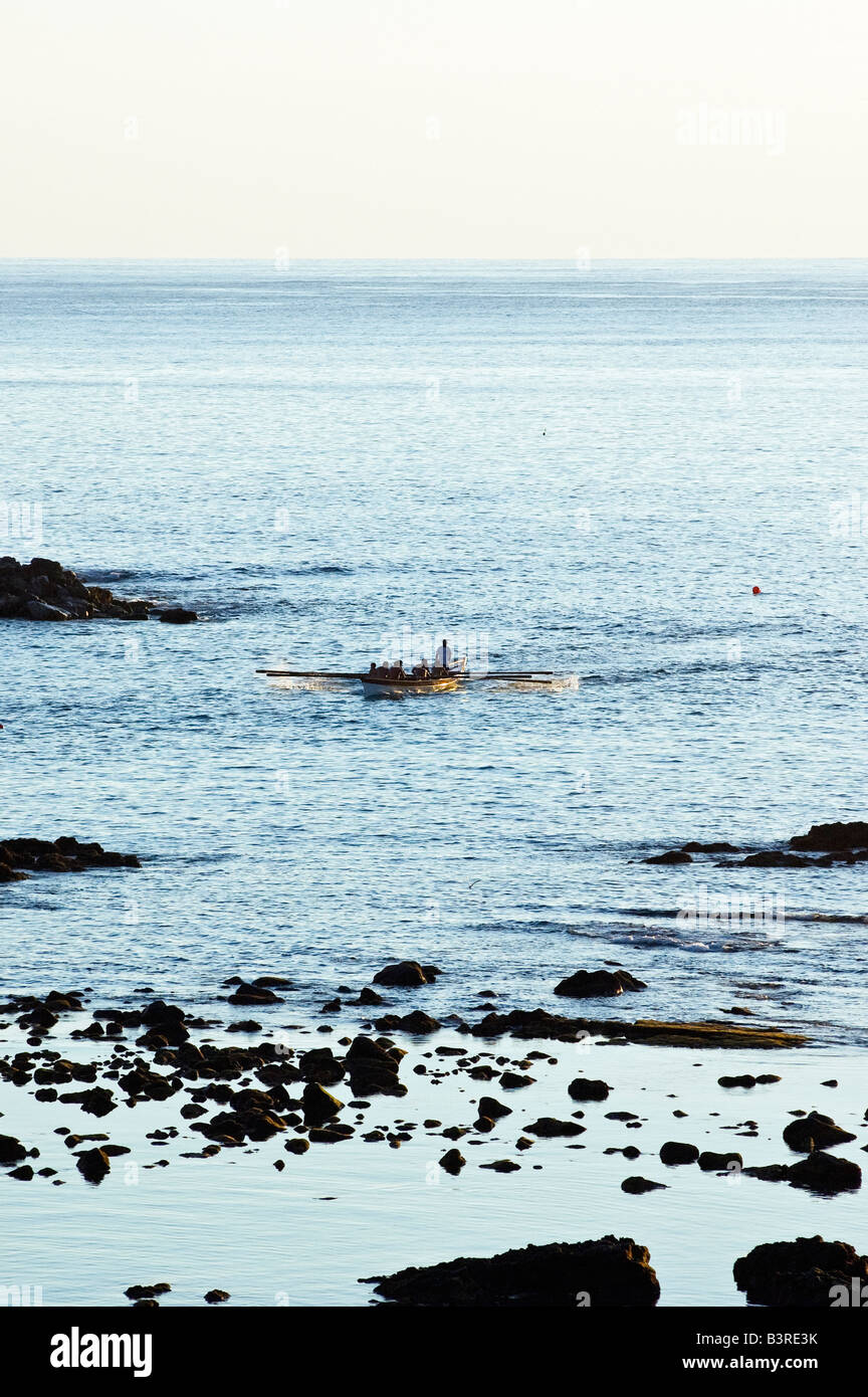 Whaler rowboat approaching Pico island Azores Portugal Stock Photo - Alamy