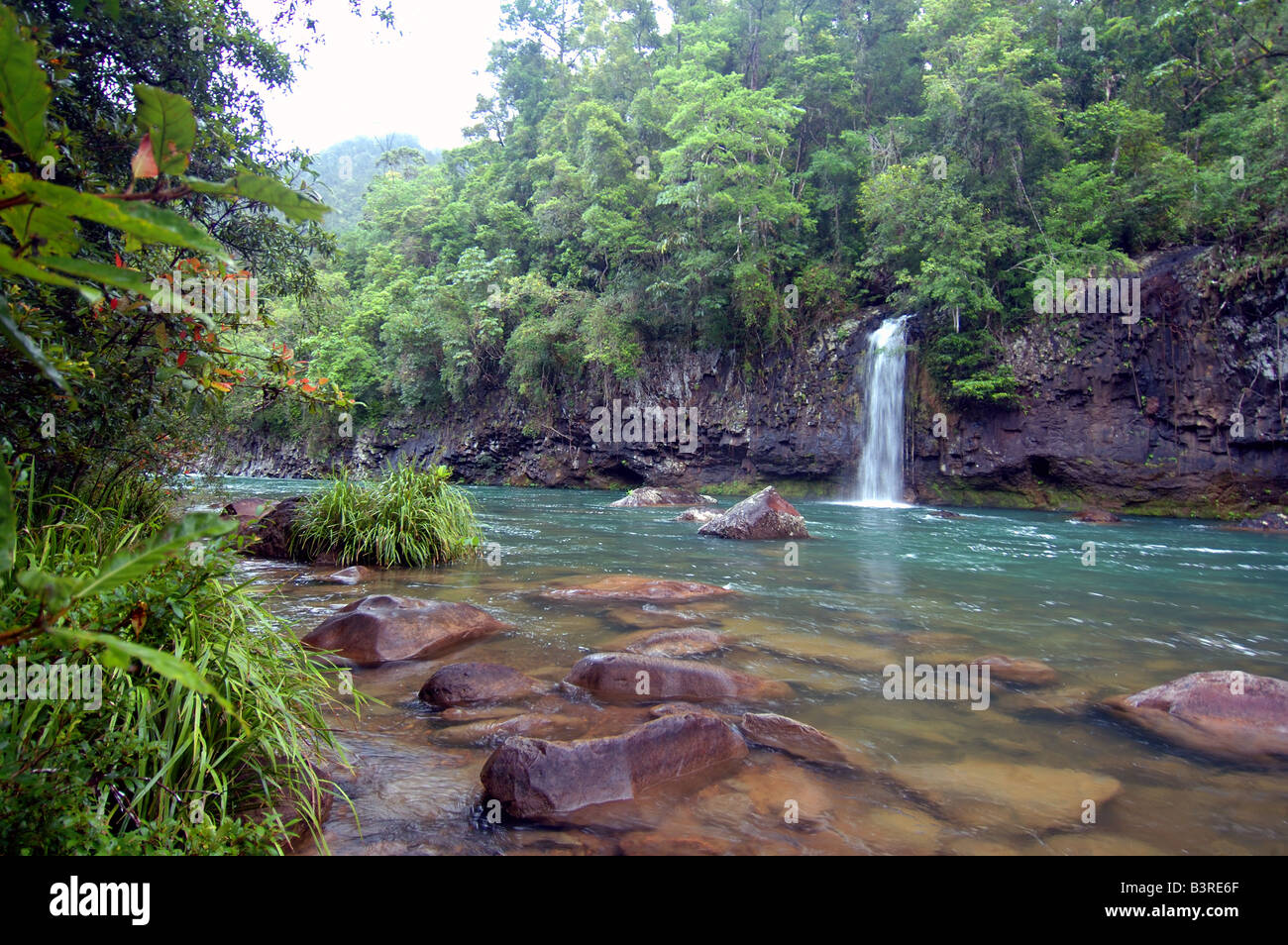 Pristine rainforest draped Tully River in Tully Gorge National Park ...