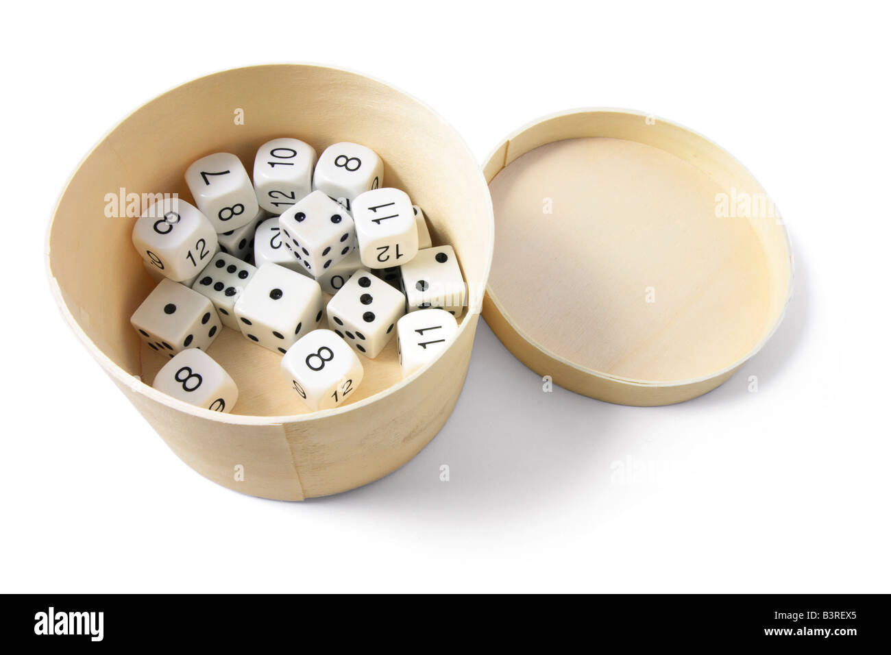 Dice in Round Box Stock Photo - Alamy