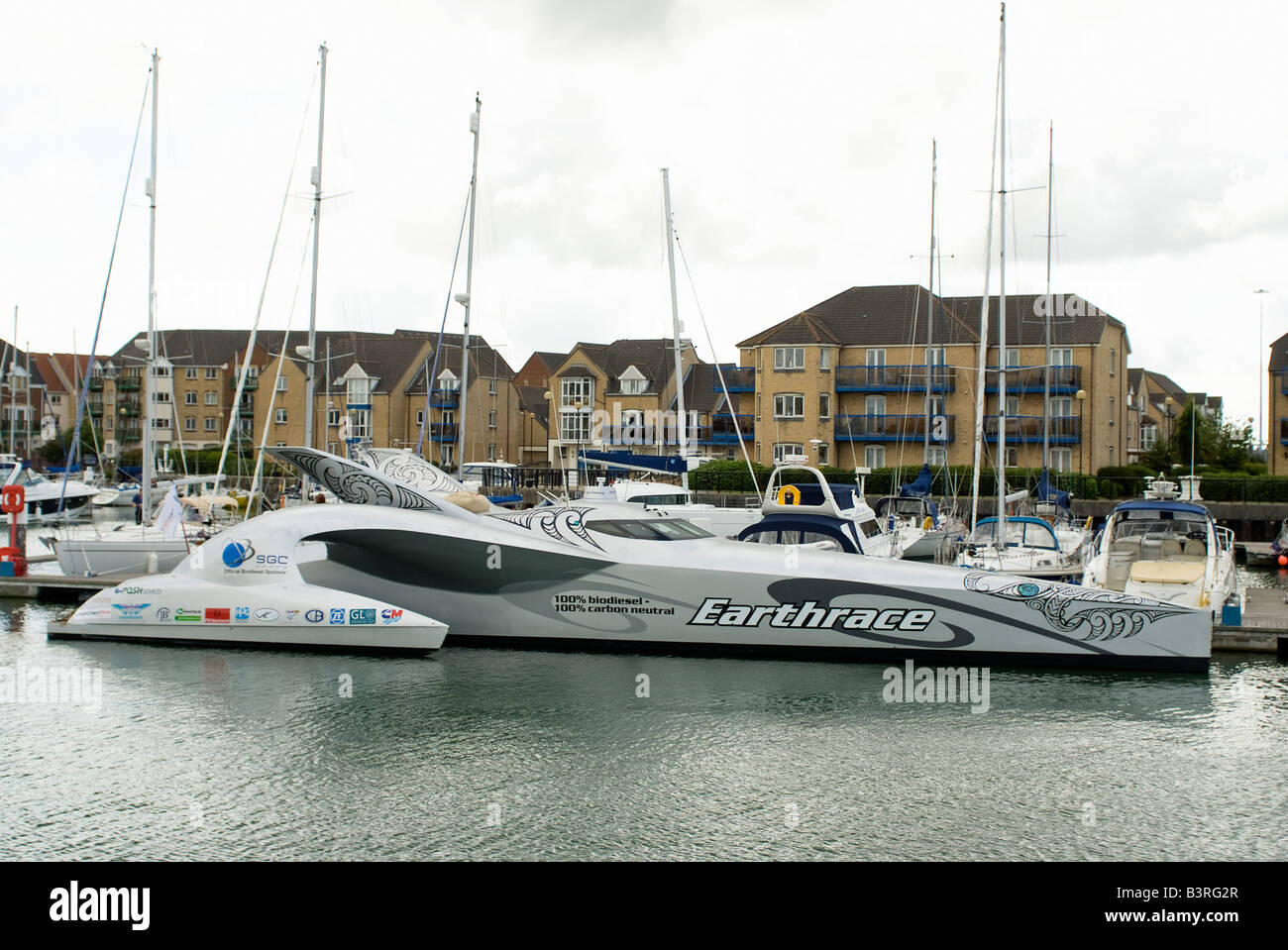 Earthrace biodiesel powered speedboat seen here in at Ocean Village ...