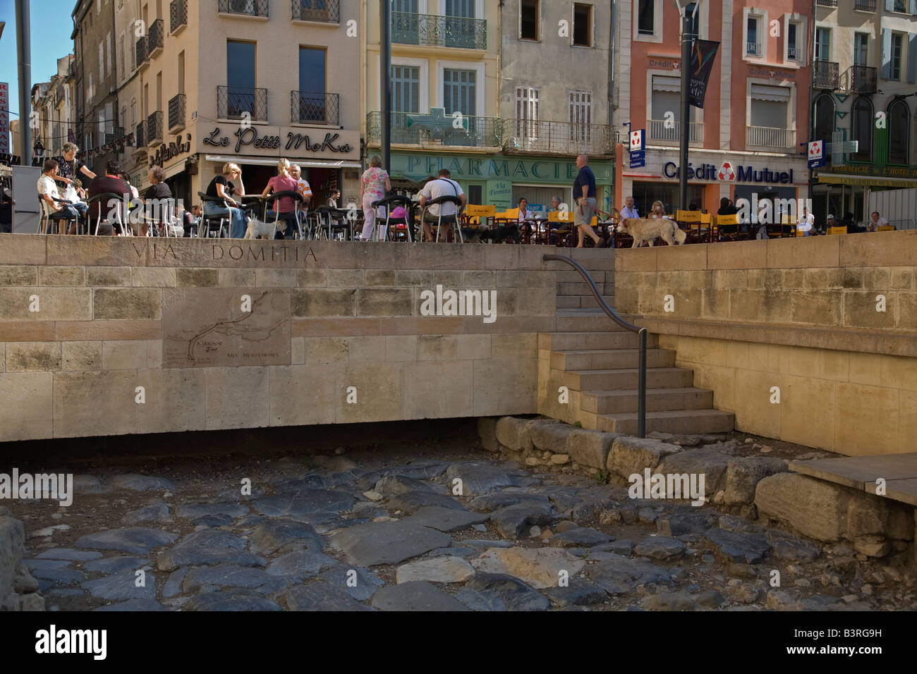 The Via Domitia in the Place de l Hôtel de Ville at Narbonne Stock ...
