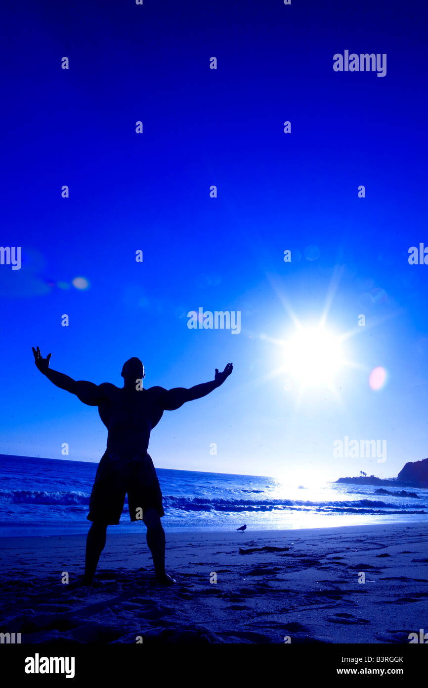 muscles "body builder" beach sunny strength power sun sand california ...