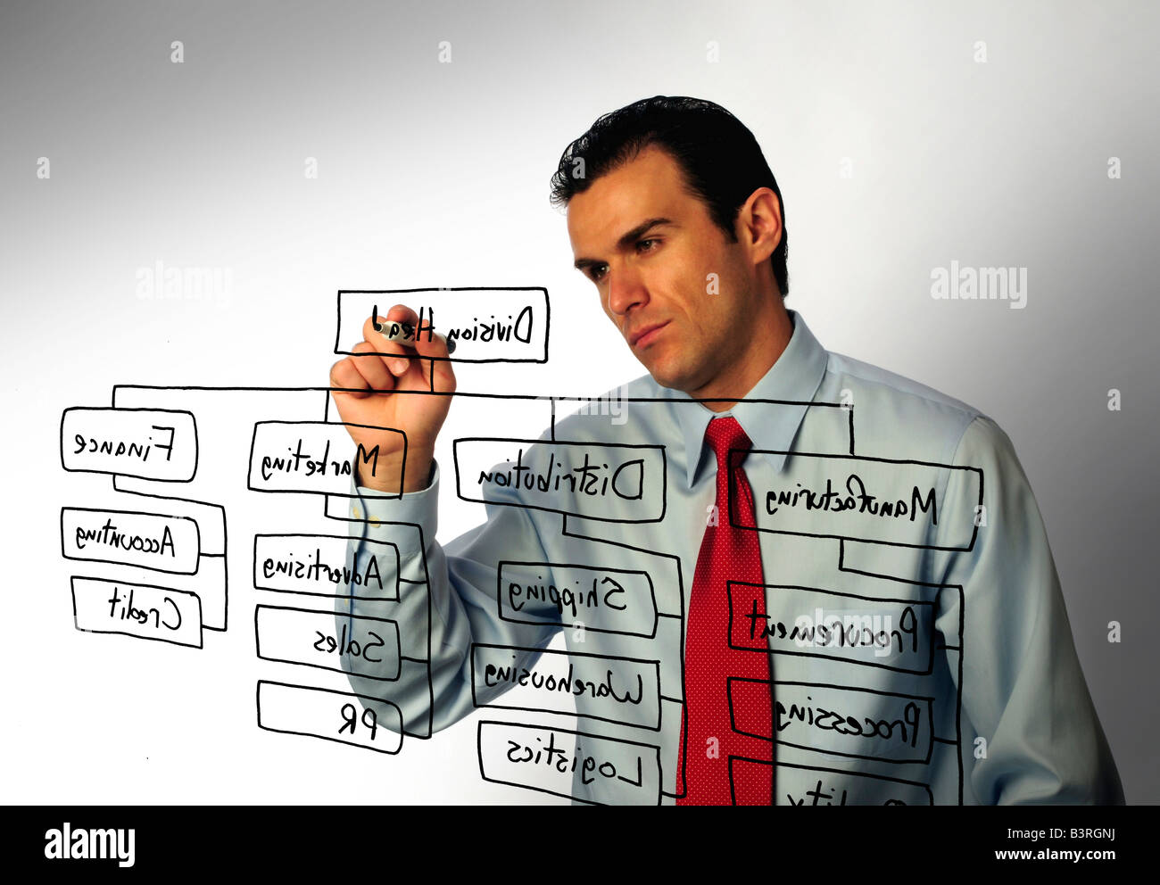 Businessman drawing a corporate organization chart Stock Photo - Alamy