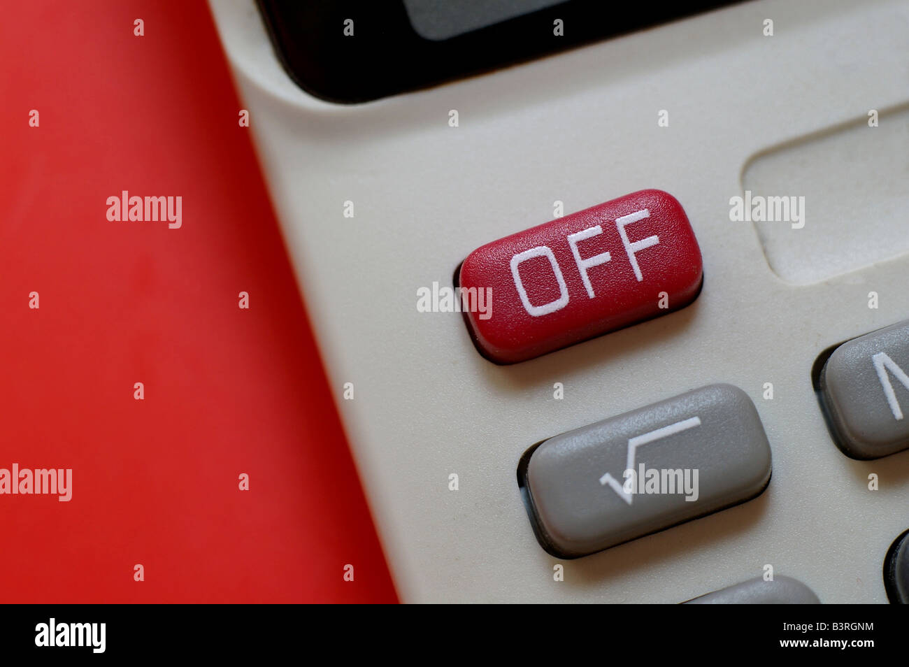 Red OFF button on a calculator Stock Photo - Alamy