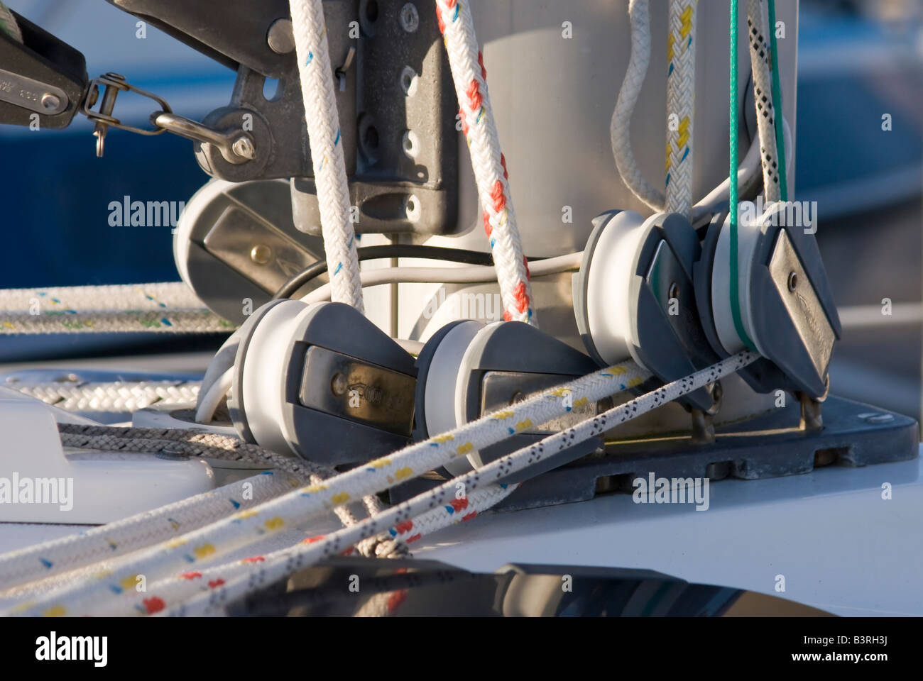 Yacht rigging and base of mast Stock Photo - Alamy