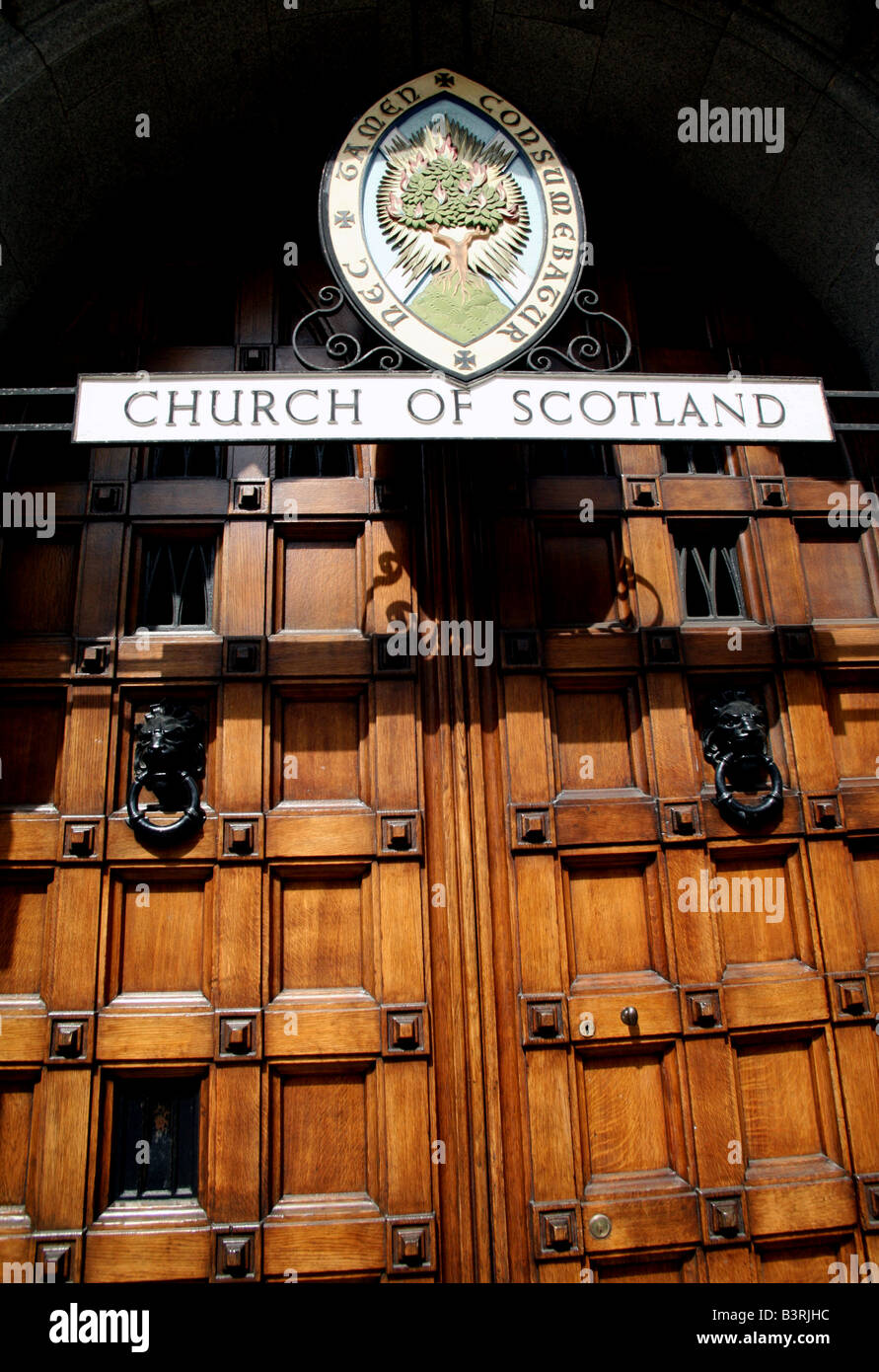 Sign on door of Church of Scotland building in Edinburgh Stock Photo ...