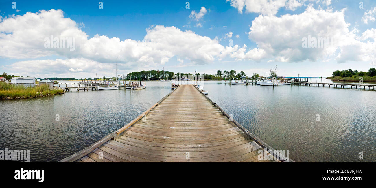 Panoramic shot of a wooden pier on St George Islands near Piney Point ...
