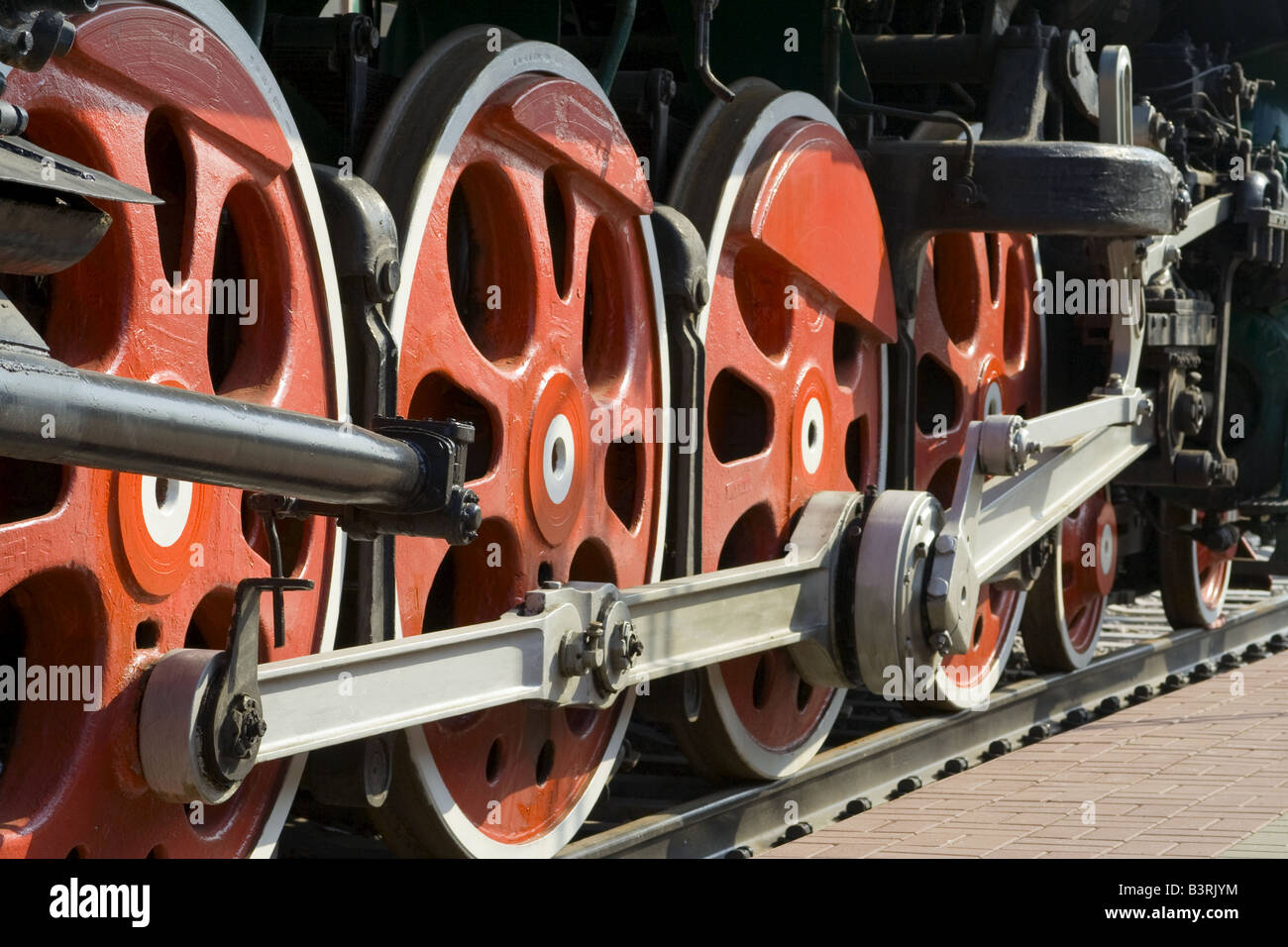 Steam locomotive main wheels Stock Photo - Alamy