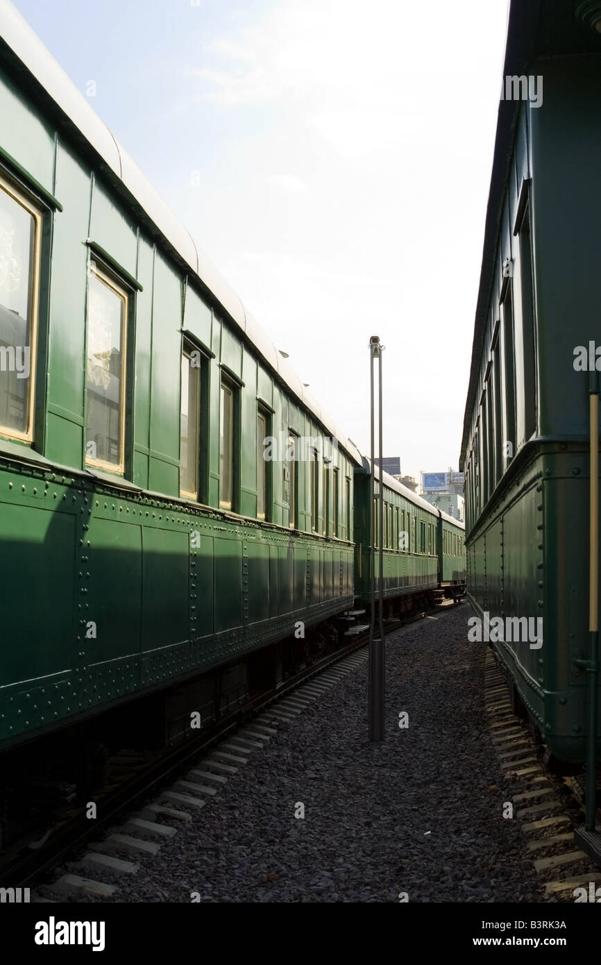 Railway station, two trains Stock Photo - Alamy