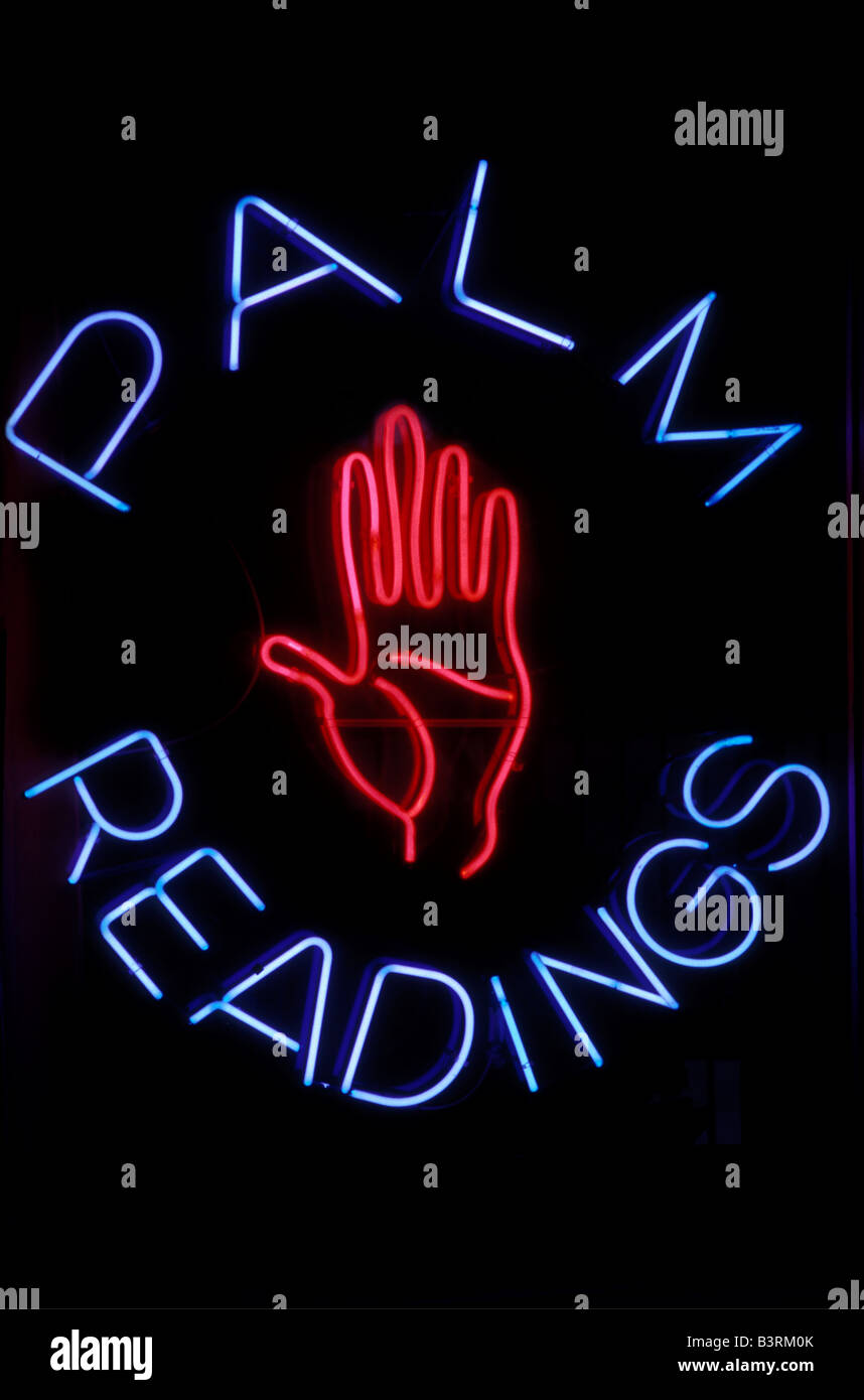 neon palm reading sign Stock Photo - Alamy