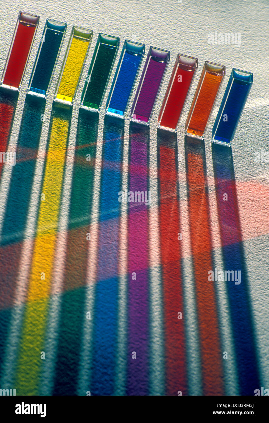 rainbow of dyes in tubes Stock Photo - Alamy