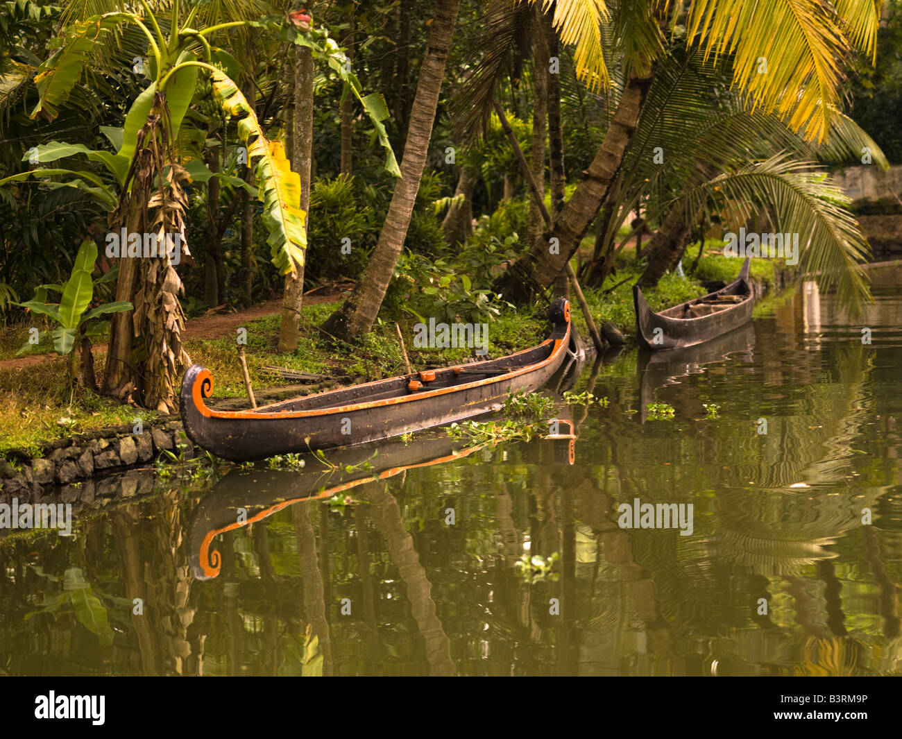 Canoe in the water, India Stock Photo - Alamy