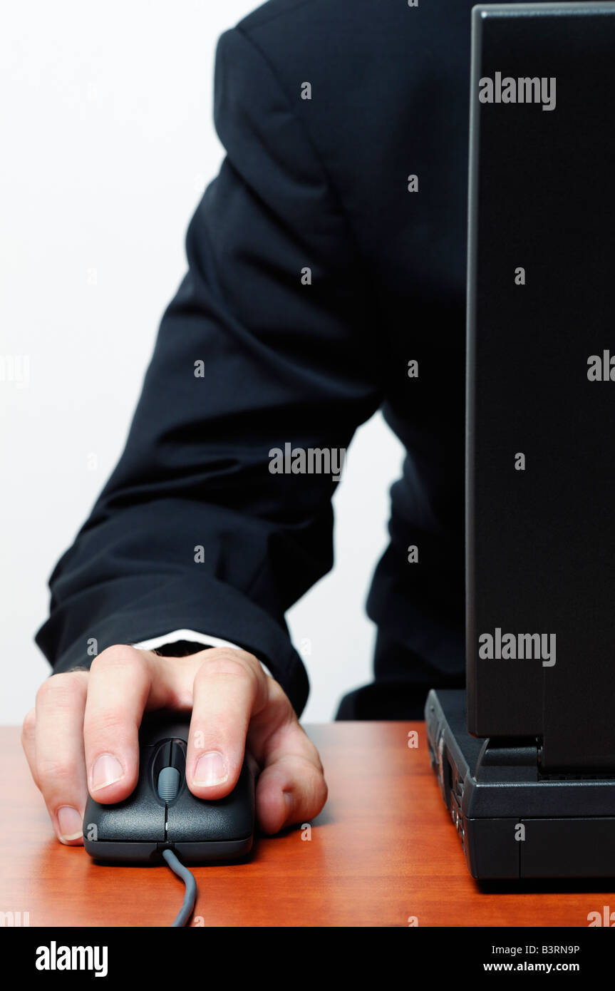 Businessman Using a Computer Mouse Close Up Stock Photo - Alamy