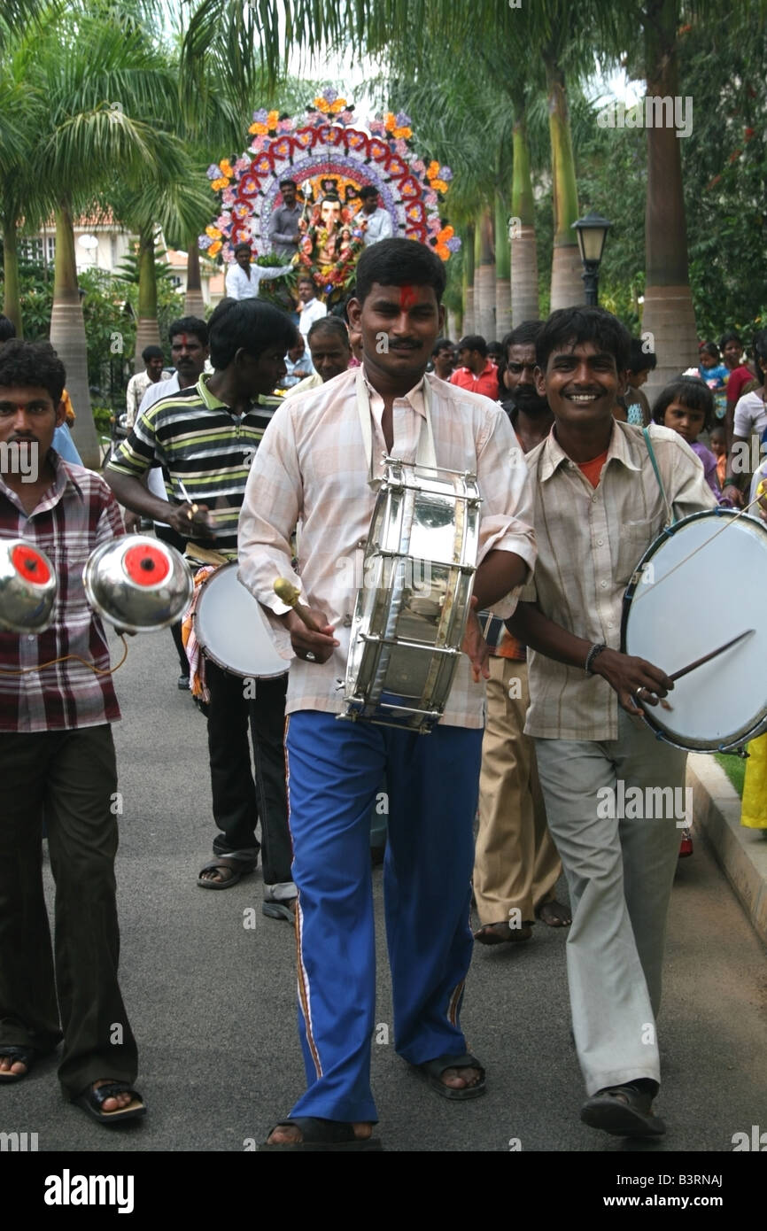 Ganesh statue and procession Ganesha Chaturthi or Ganesh festival South ...