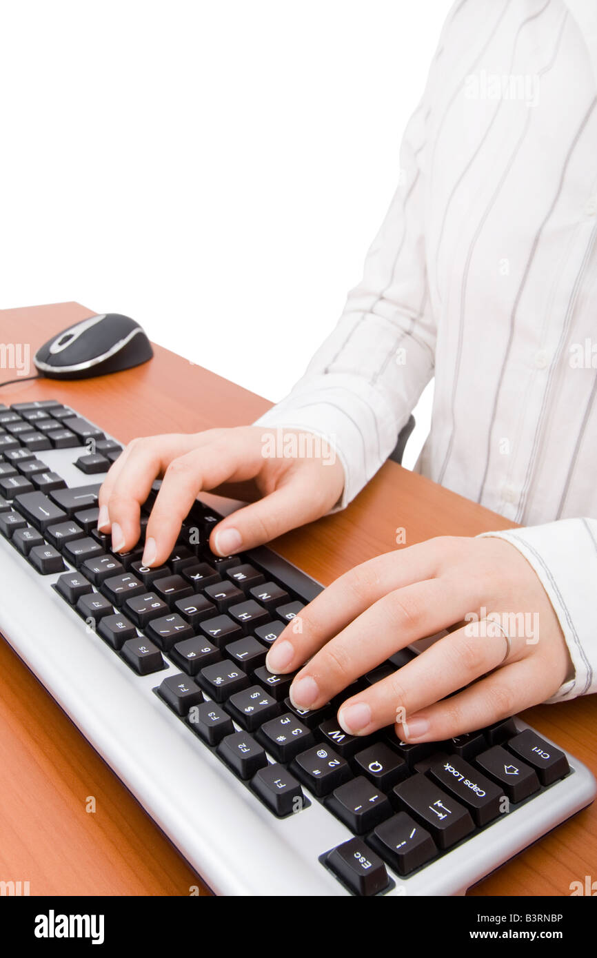 Businesswoman typing in the computer keyboard Stock Photo - Alamy