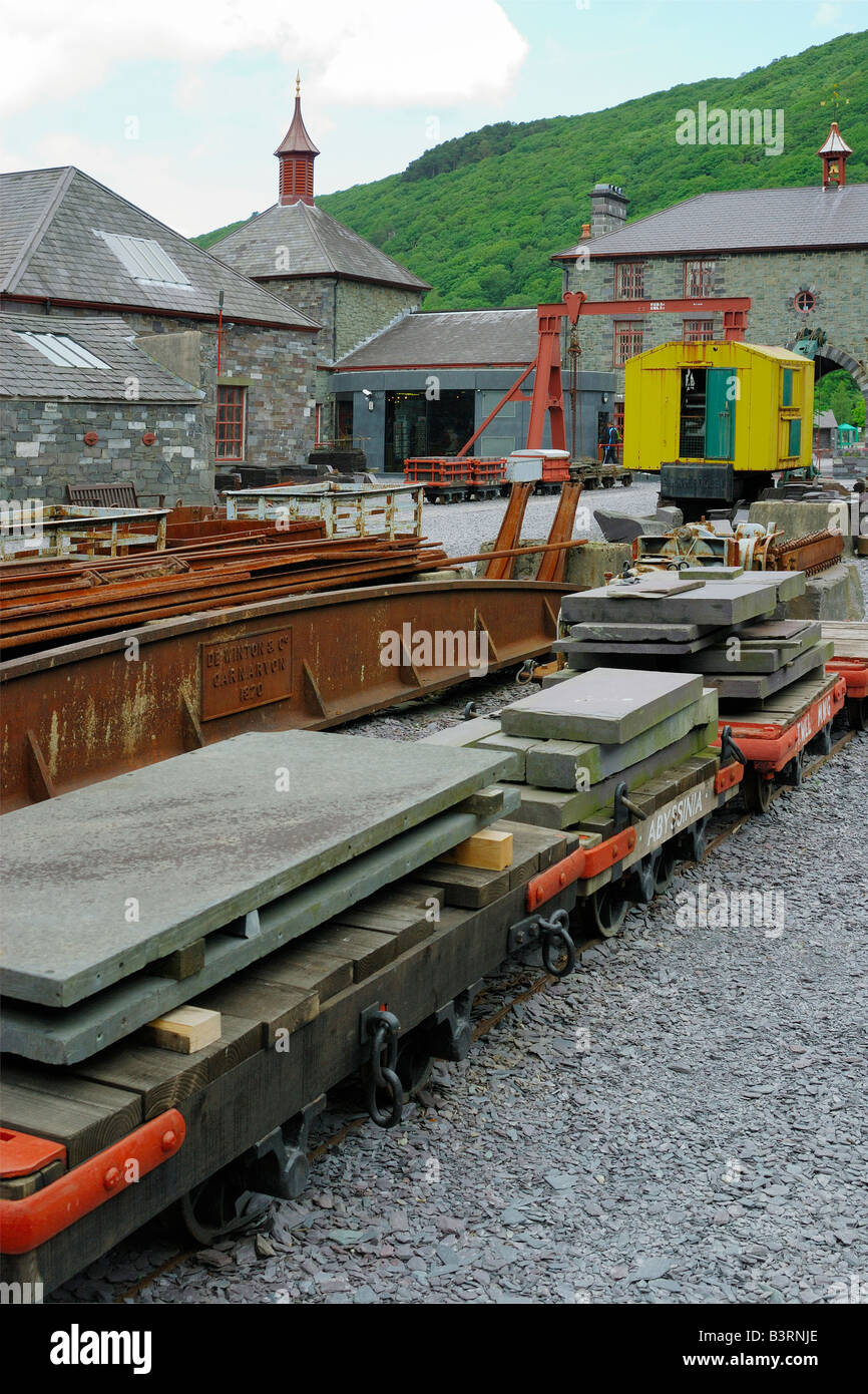 Train rolling stock in the grounds of The Welsh National Slate Museum ...