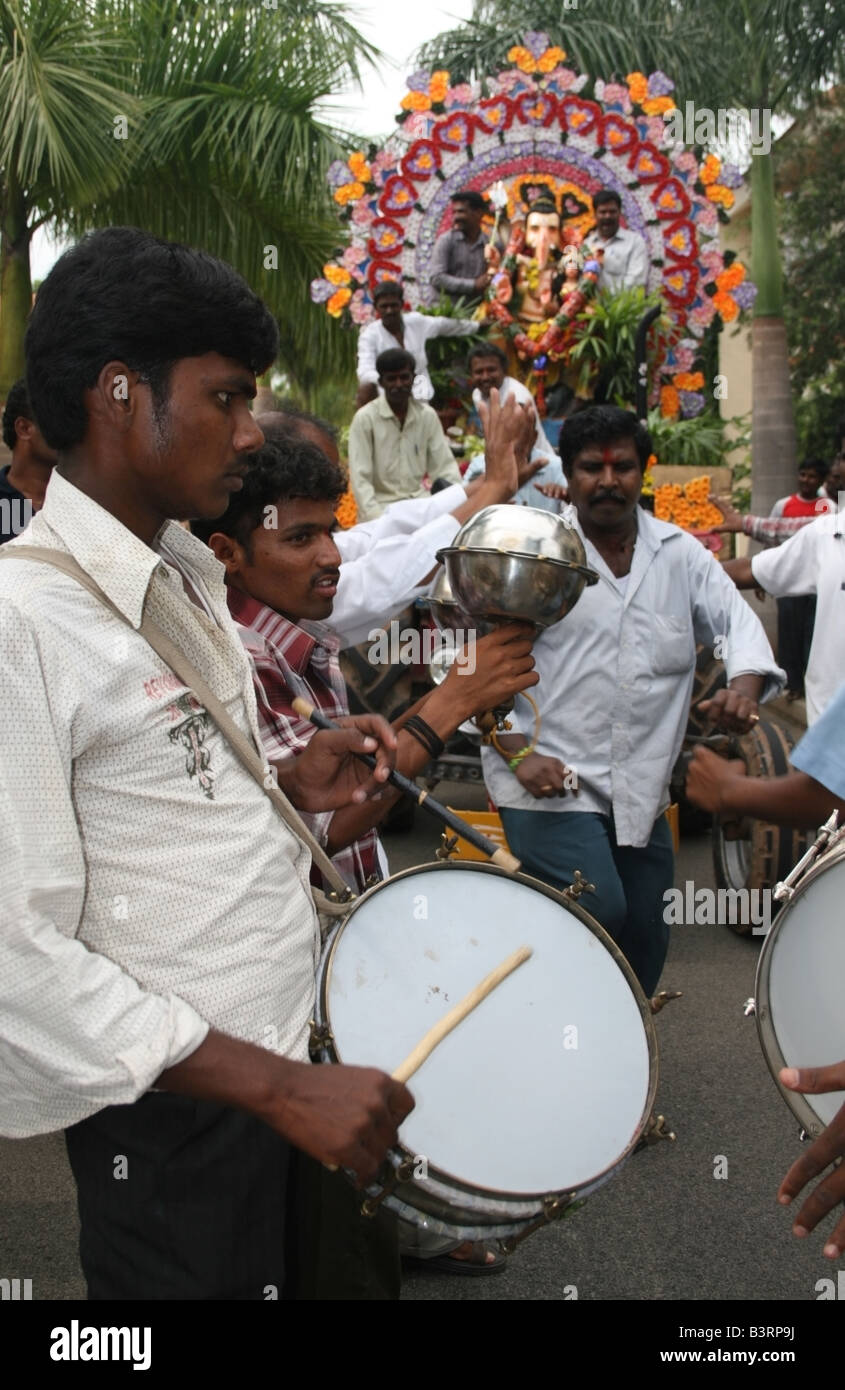 Ganesh statue and procession Ganesha Chaturthi or Ganesh festival South ...
