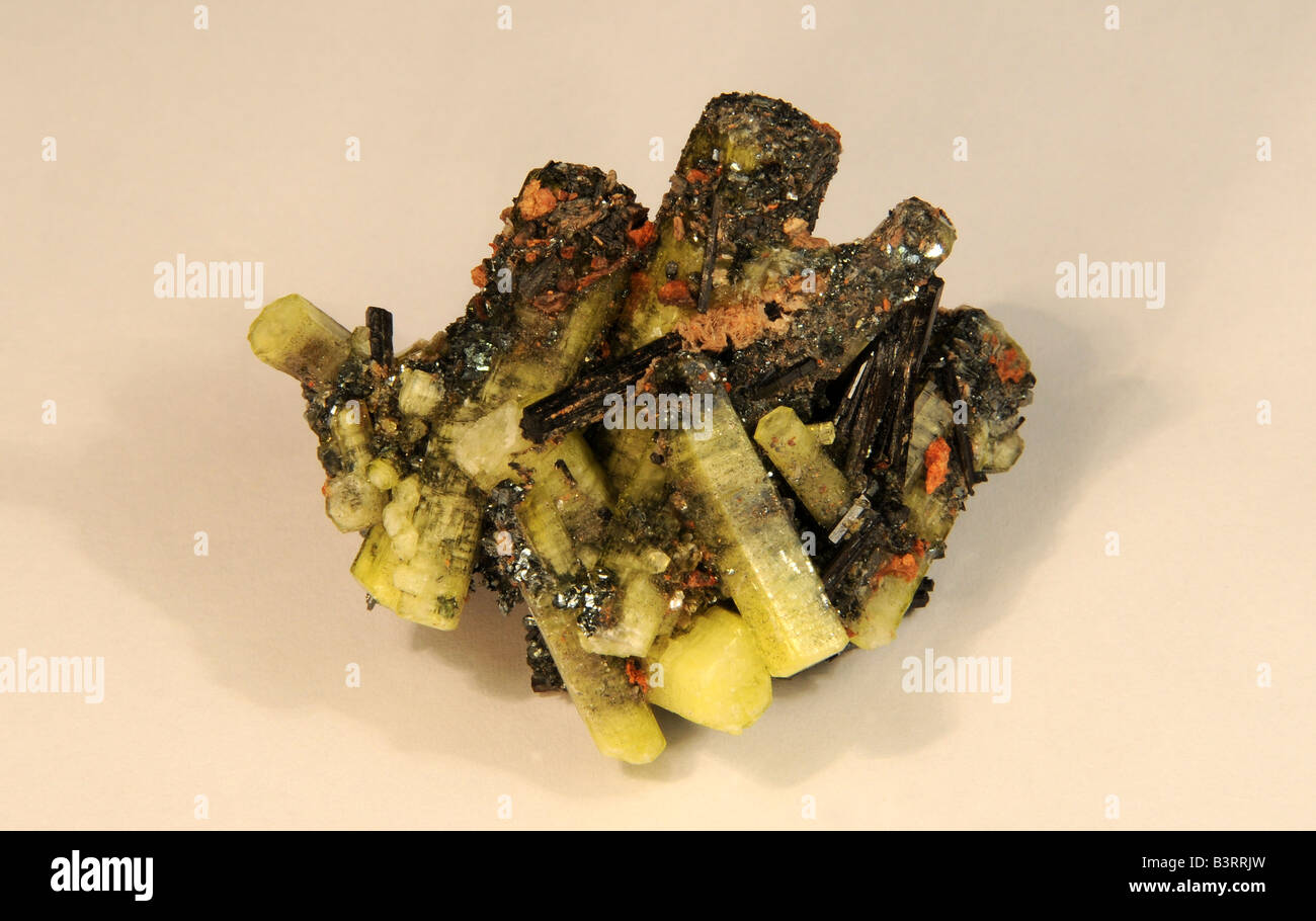 Ettringite with Black Gaudefroyite Crystals Stock Photo - Alamy