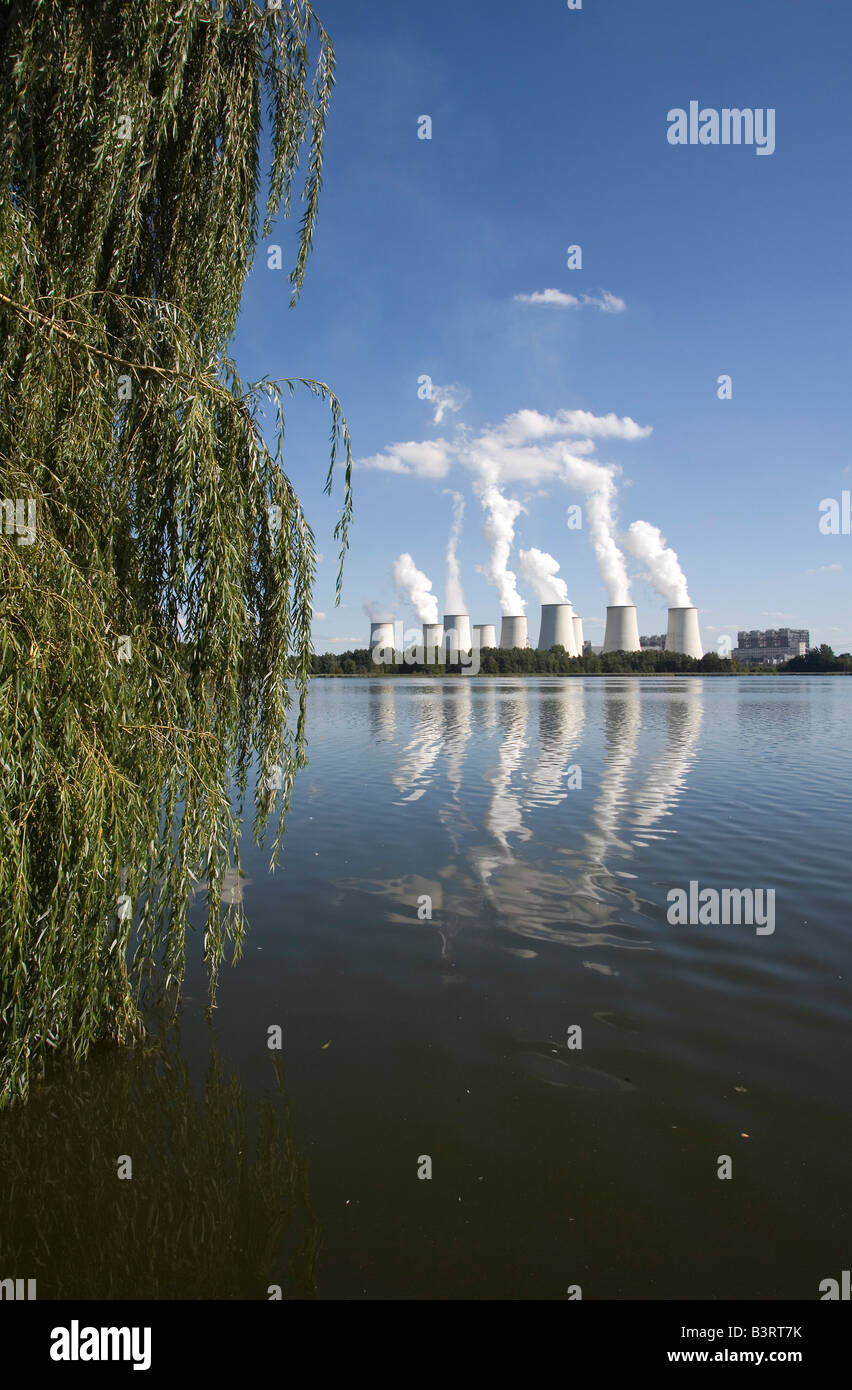 Brown coal power plant Jaenschwalde run by Vattenfall one of the worlds ...